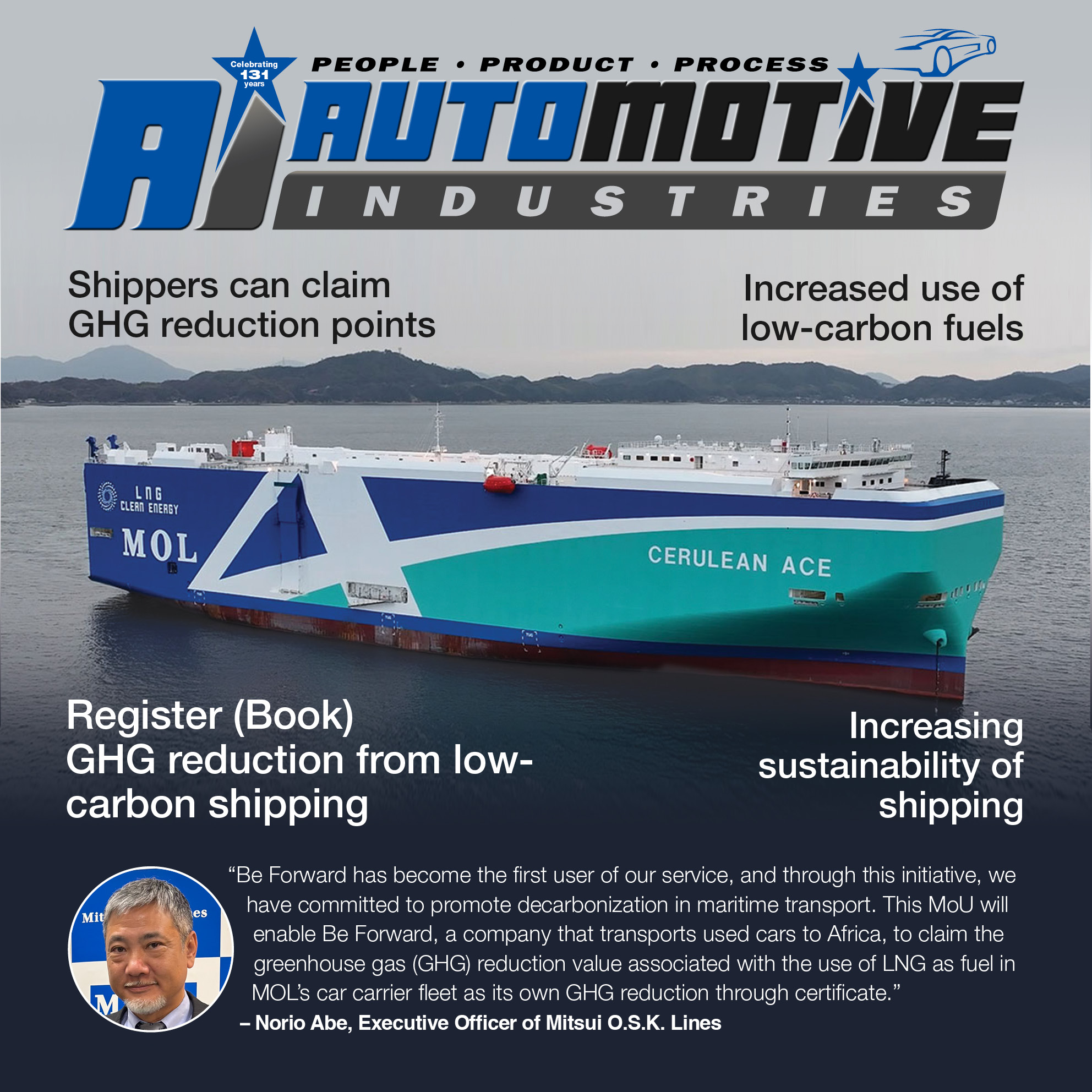 Earn GHG reduction values through MOL Pure Car Carrier “Book and Claim ...